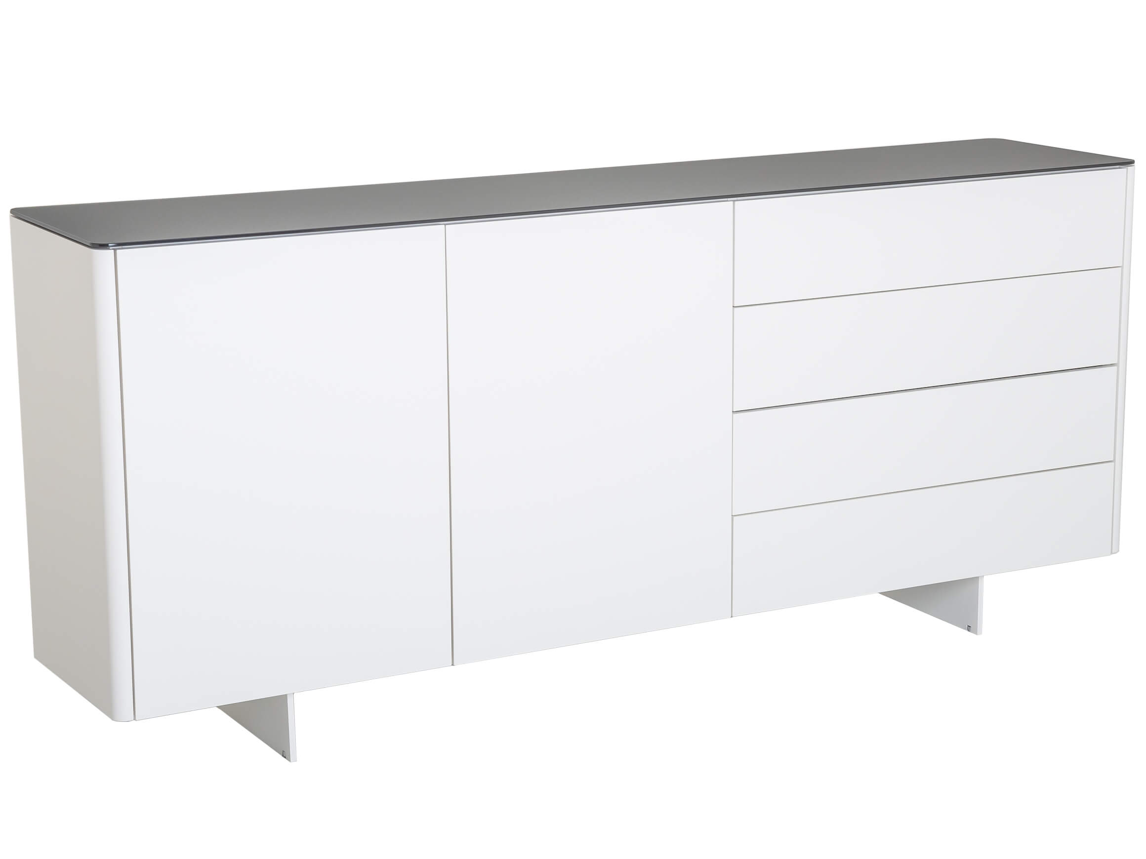 Sideboard Timber, Lack Weiss, Wildnussbaum, b 200 cm t 42 cm h 92 cm