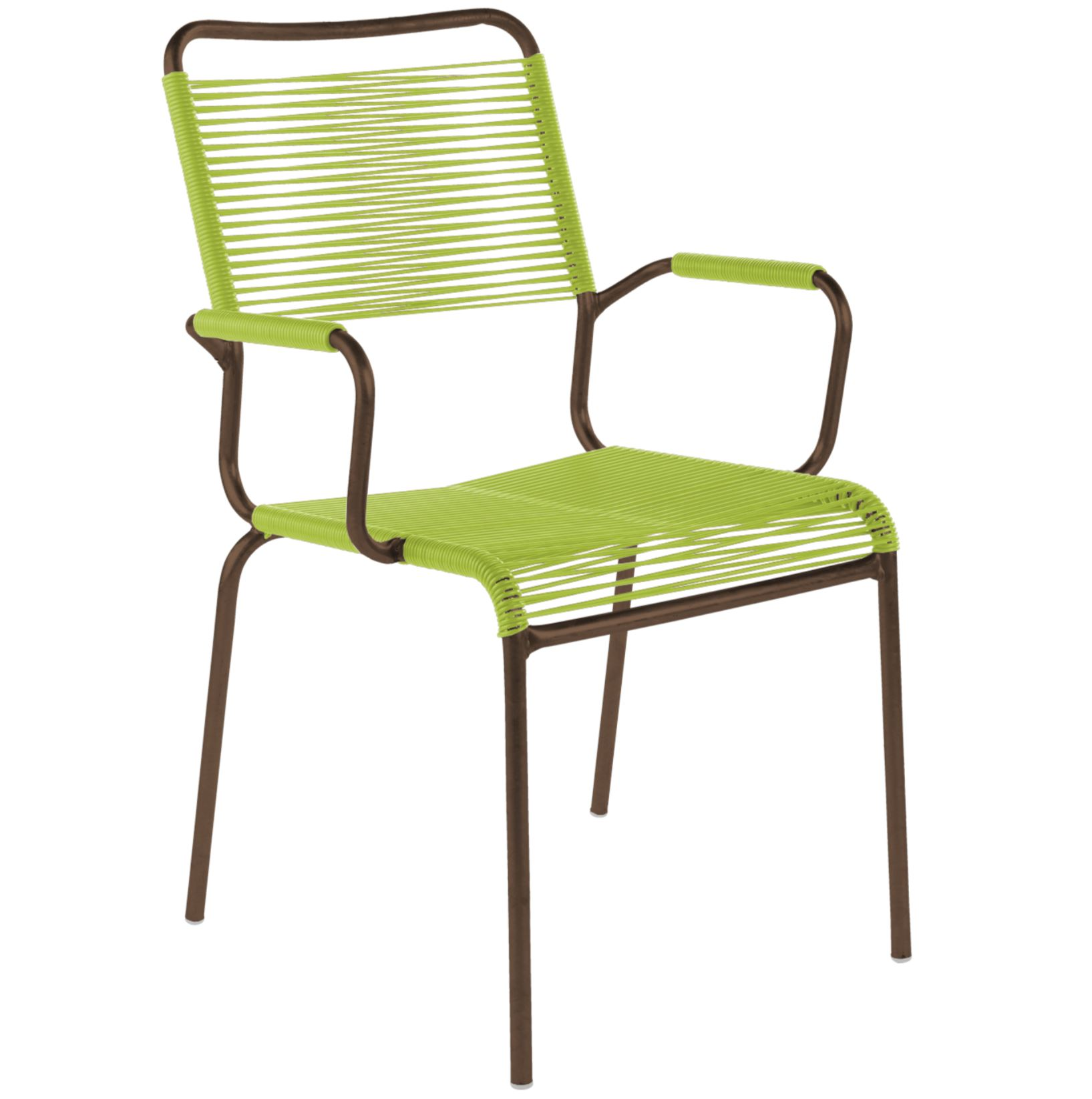 Rigi spaghetti chair with armrests Schaffner / colour: light green