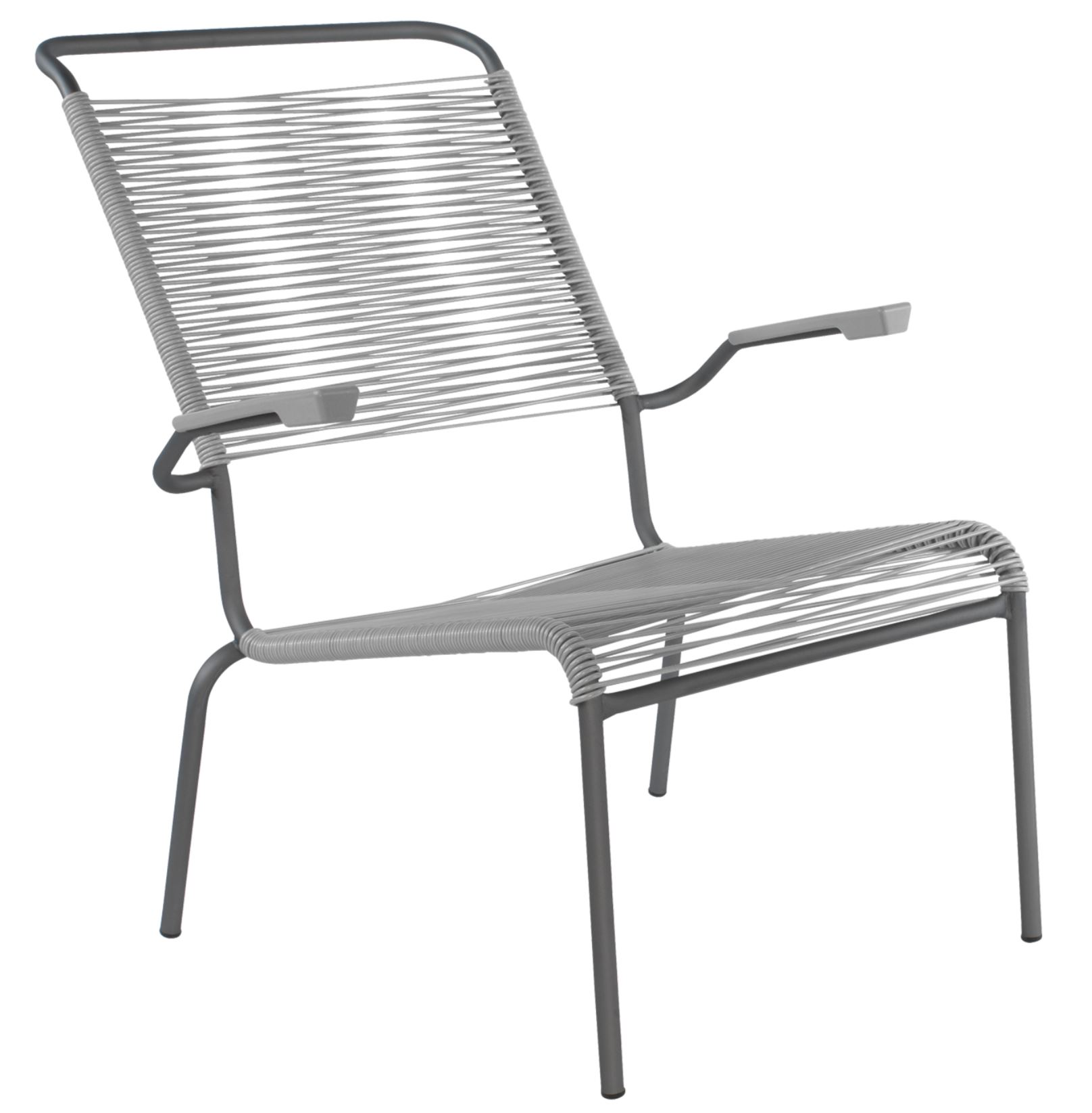 Spaghetti-Lounger-Hochlehner Säntis mit Armlehnen Schaffner / Farbe: Alu