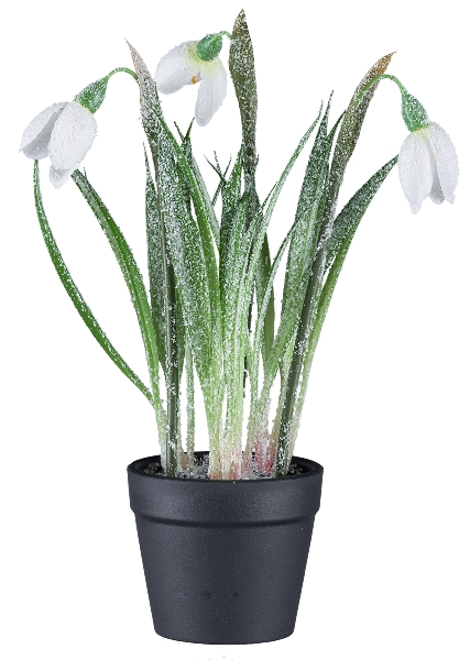 Gasper artificial snowdrop flowers in a pot