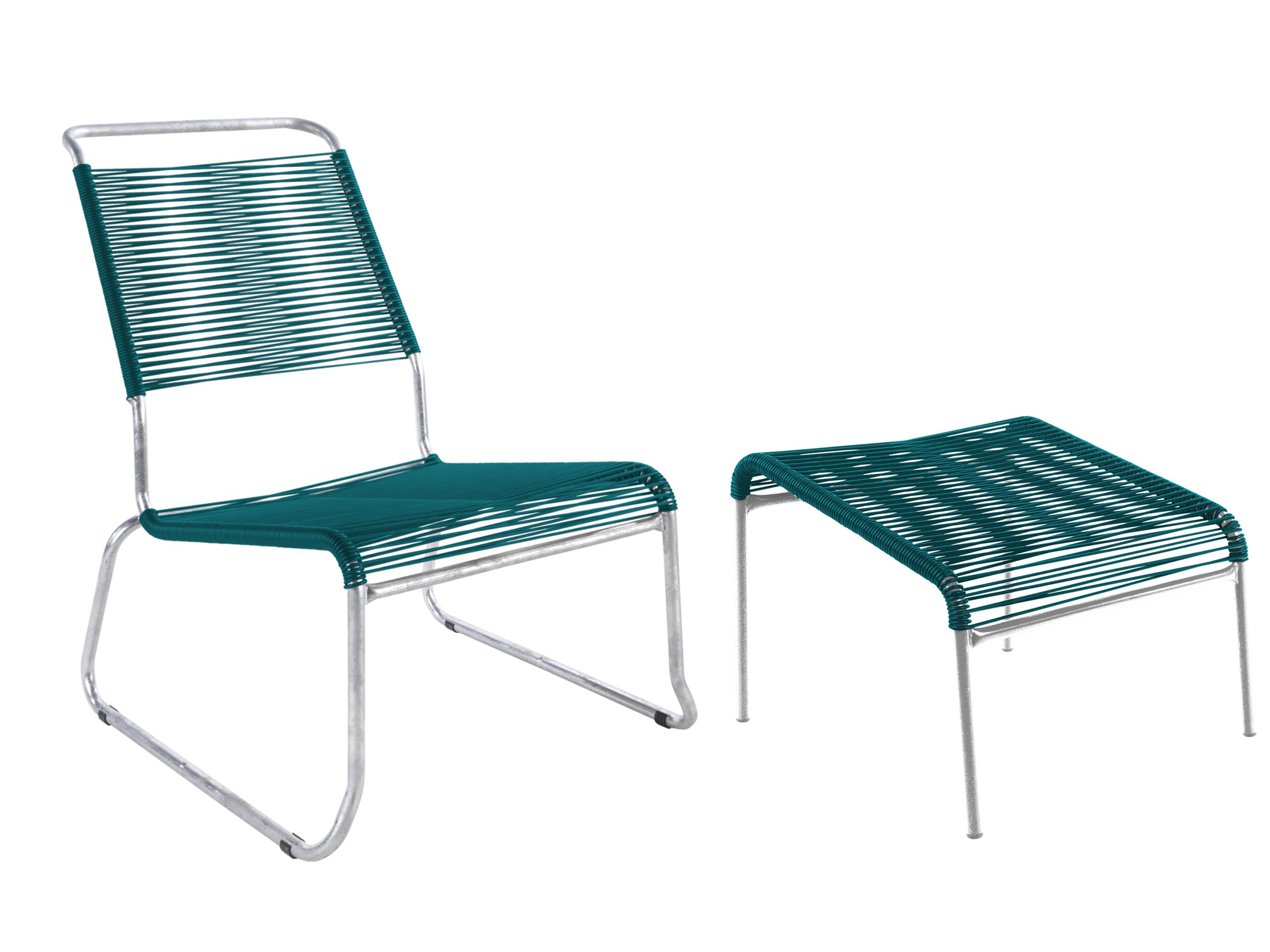 Spaghetti skid lounger high-back chair + Säntis stool Schaffner ...
