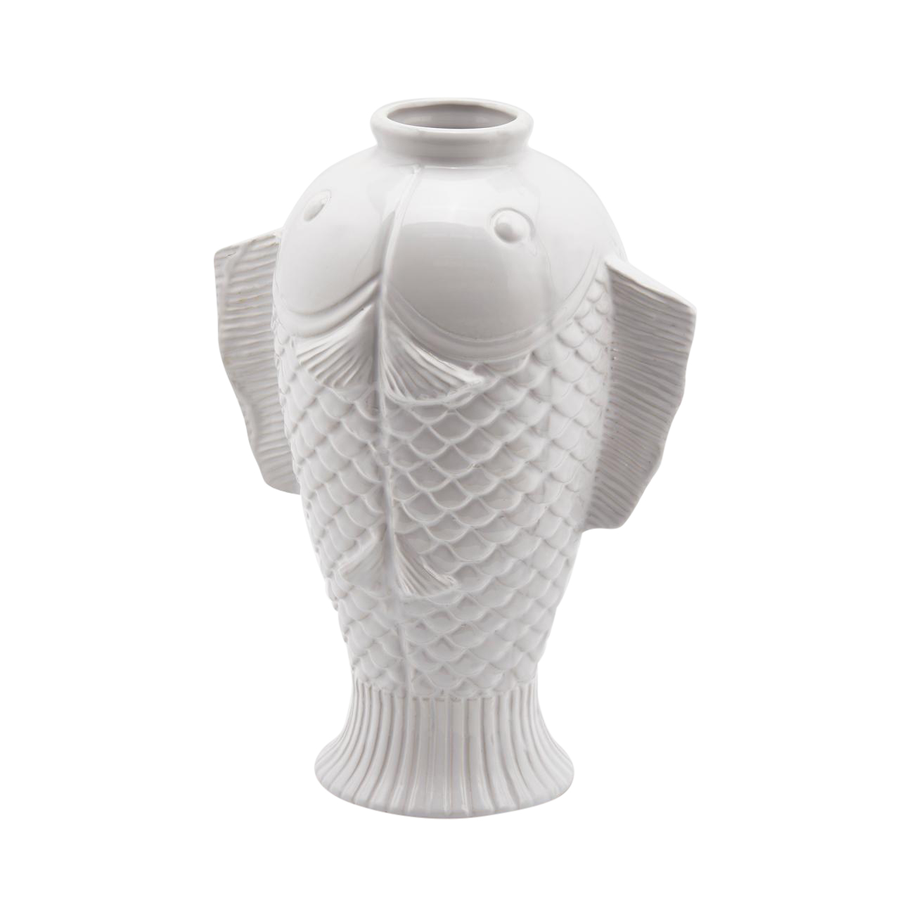Vase Fisch Weiss H: 30 cm Edg
