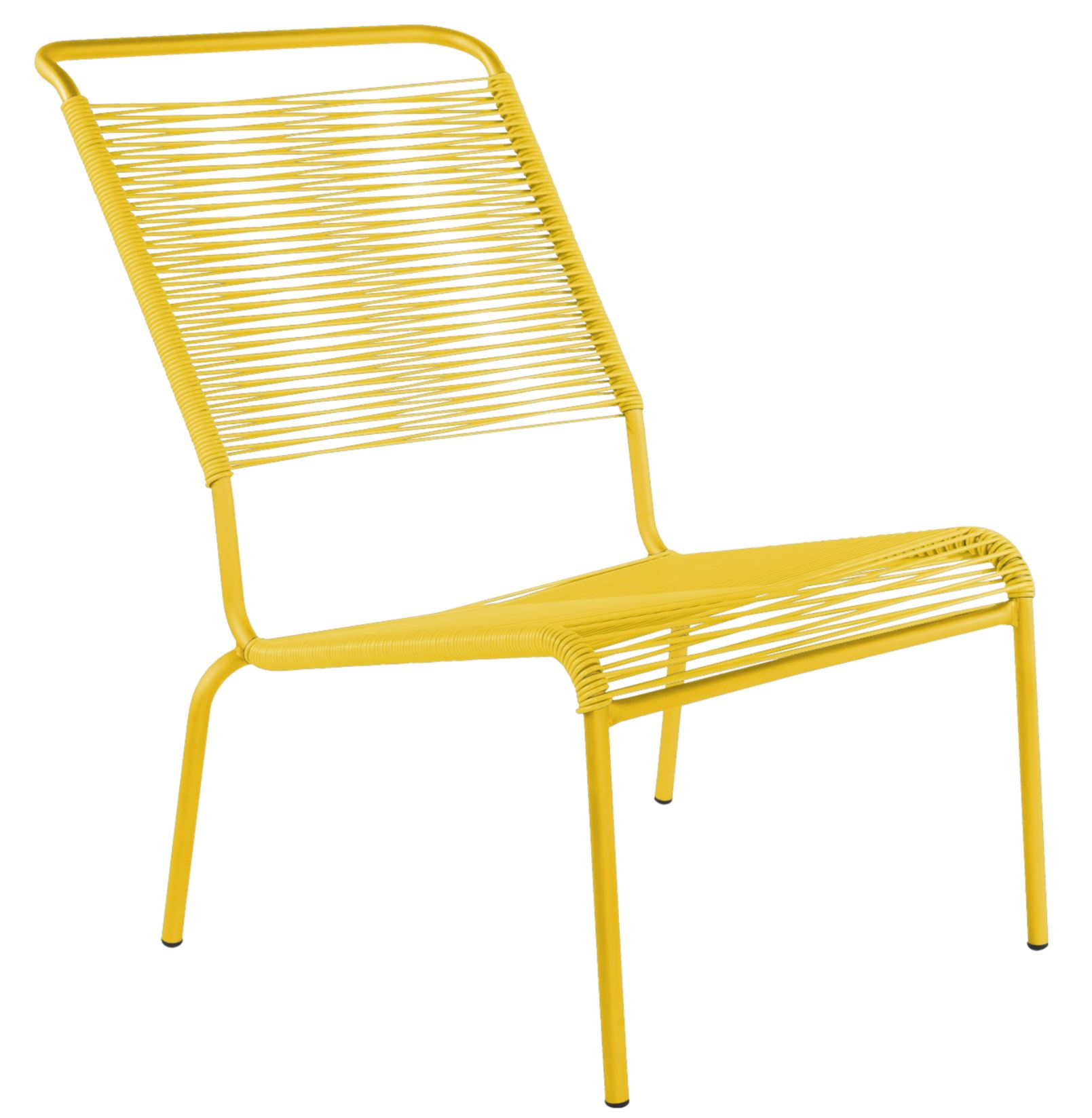 Spaghetti lounger high-back chair Säntis Schaffner / Colour: yellow