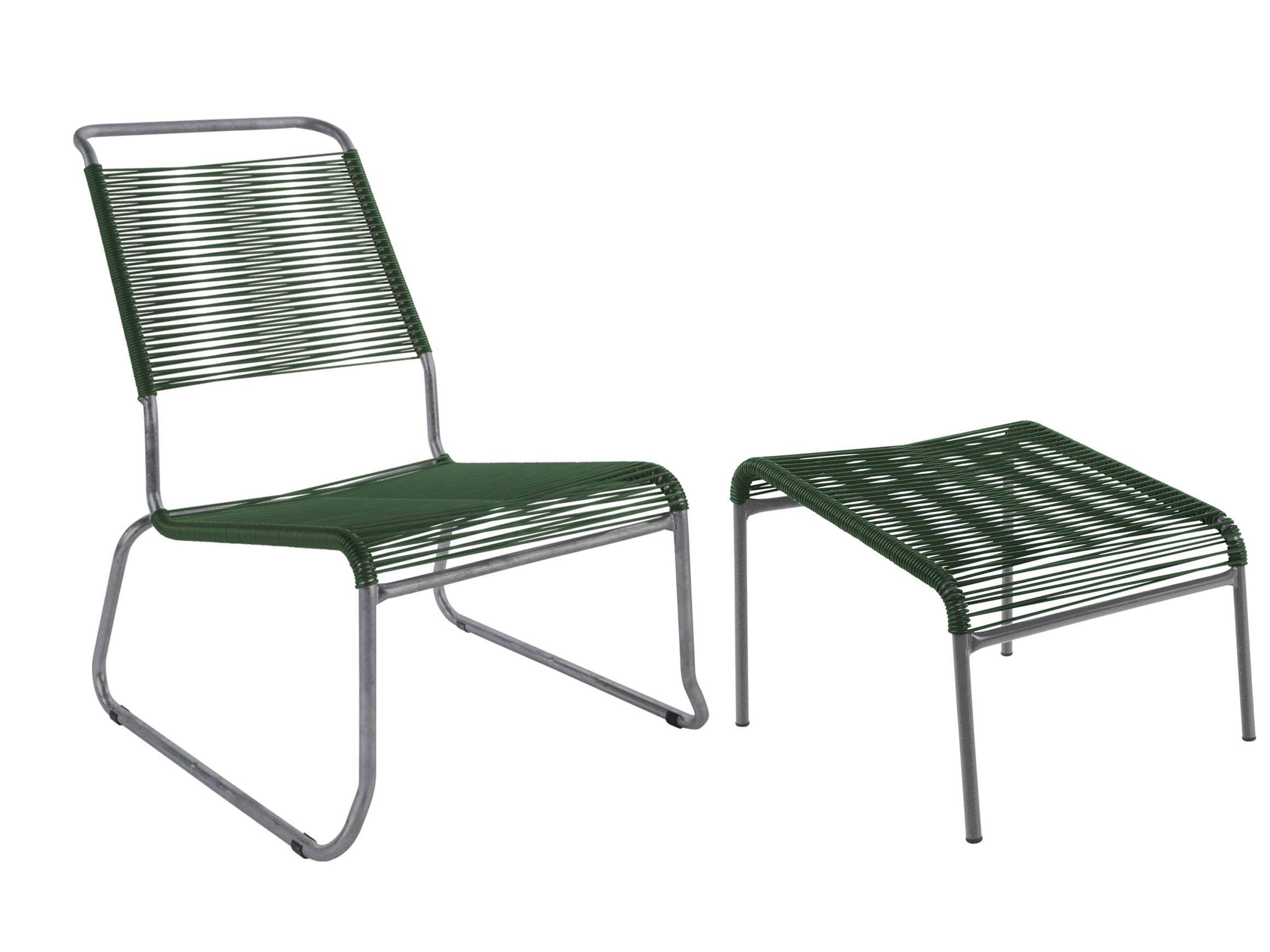 Spaghetti skid lounger high-back chair + Säntis stool Schaffner ...