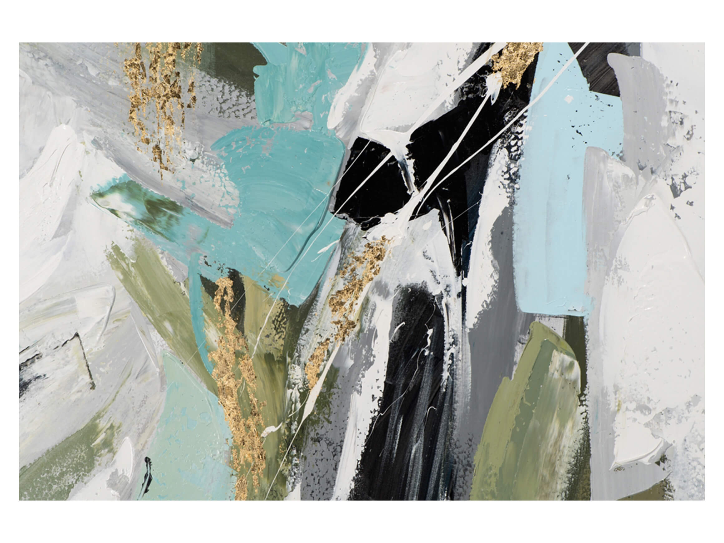 Picture with frame Abstract in green-blue tones image LAND