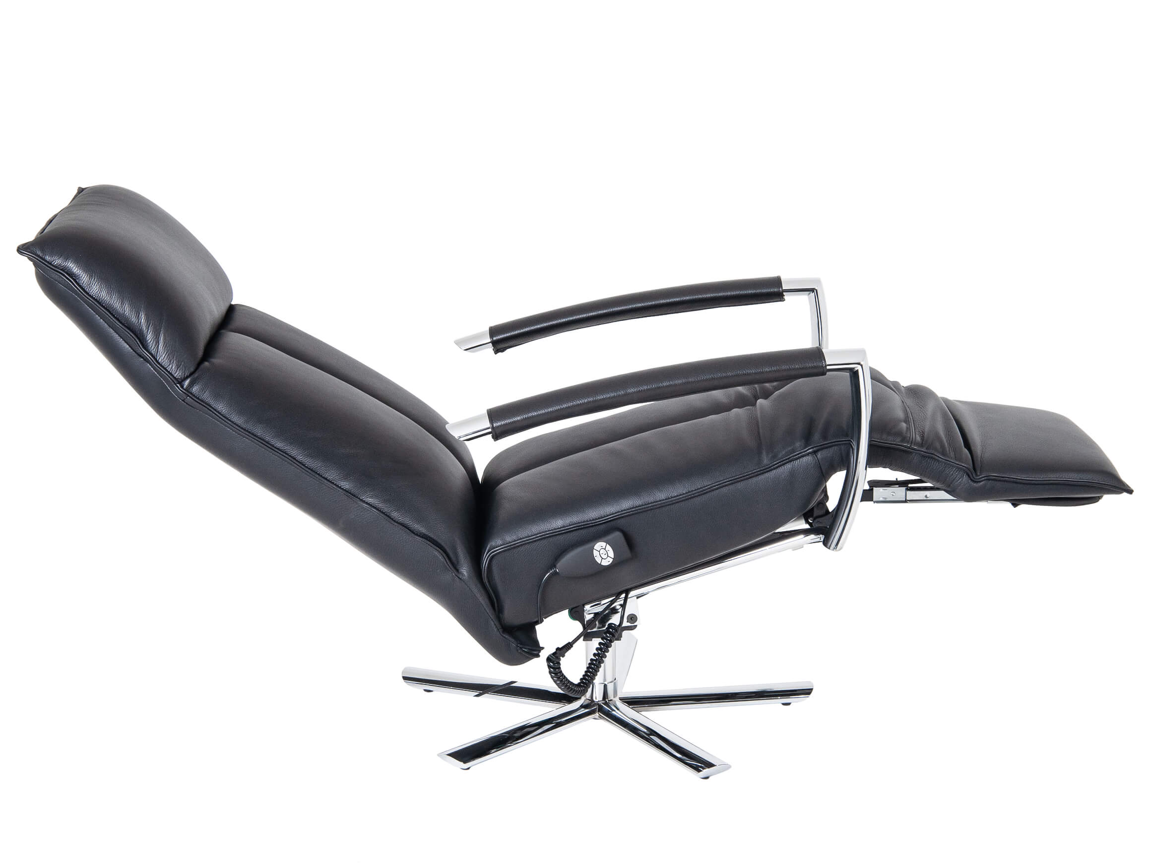 Relaxer Colin Motorisch Strässle / Farbe: Schwarz / Bezugsmaterial: Leder