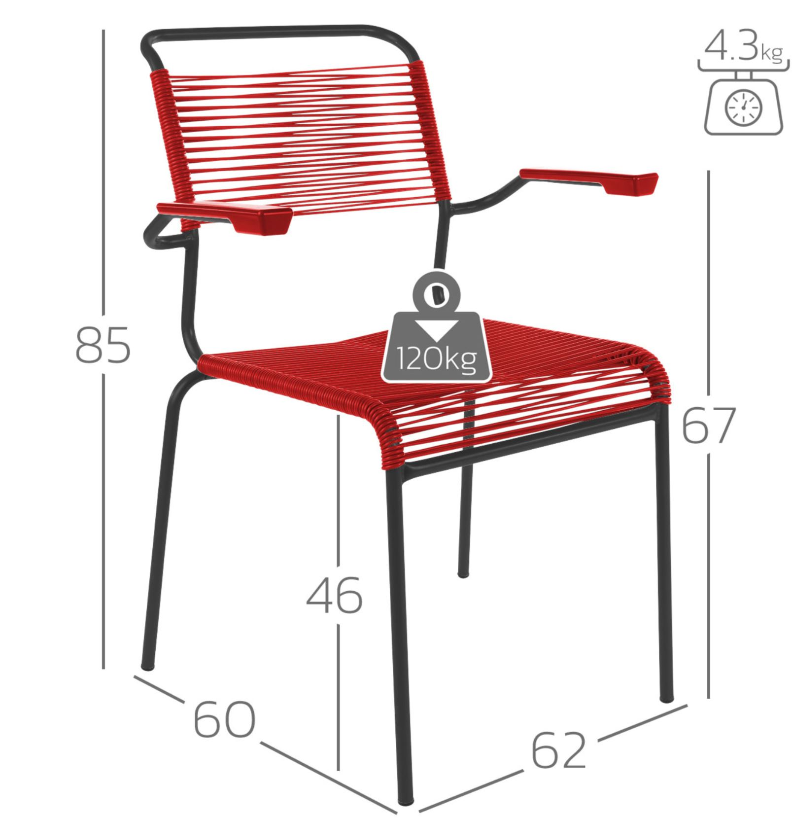 Säntis spaghetti chair with armrests Schaffner / Colour: Pink