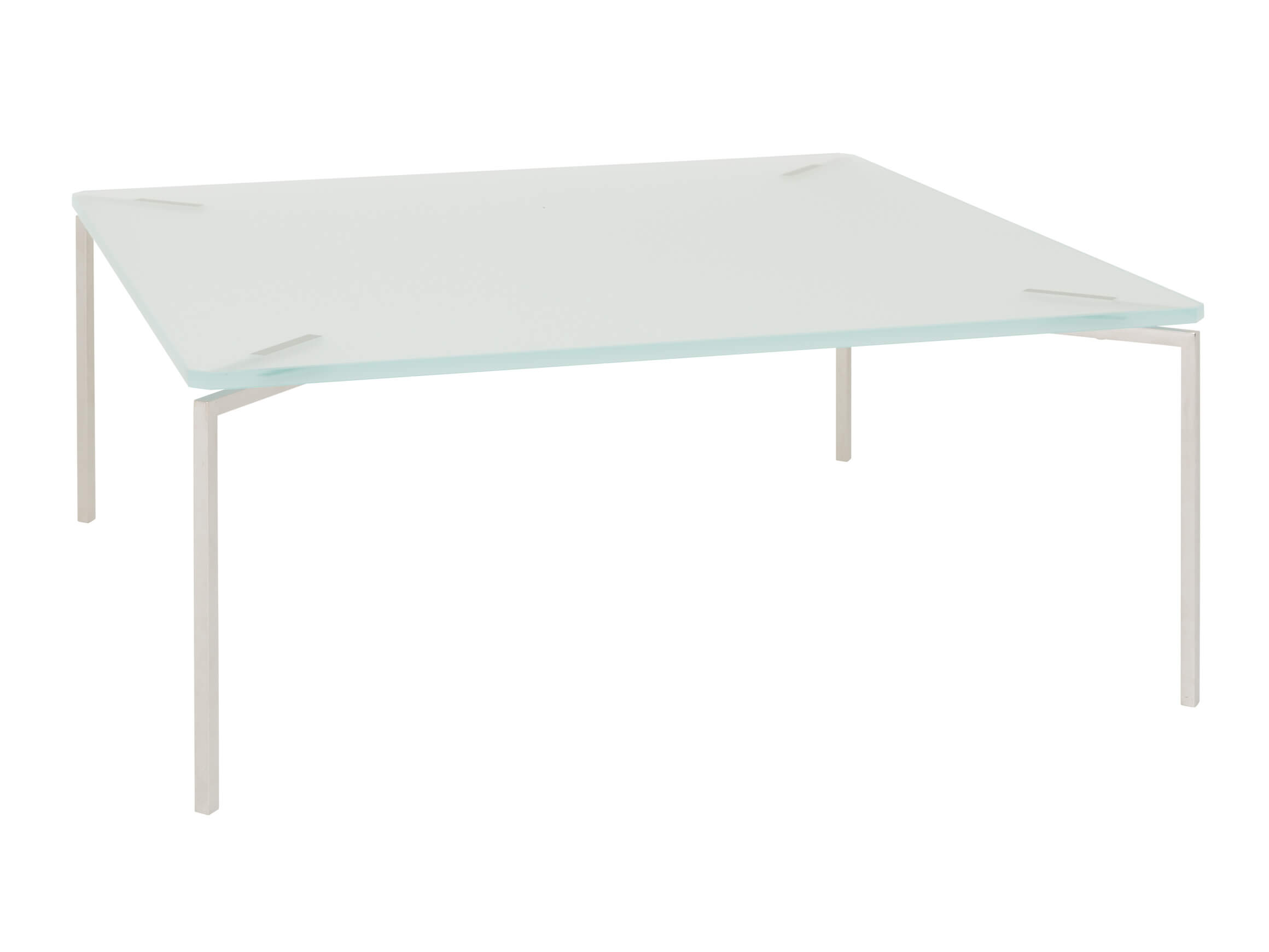 Table basse Faolan, verre satiné, acier inoxydable, l 90 cm p 90 cm h 36 cm