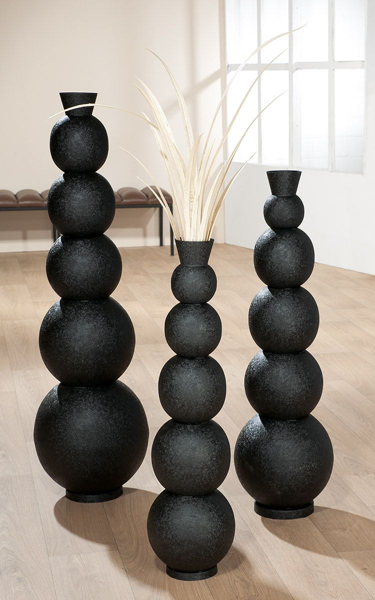 Vase Metall Schwarz H: 34 cm Kersten
