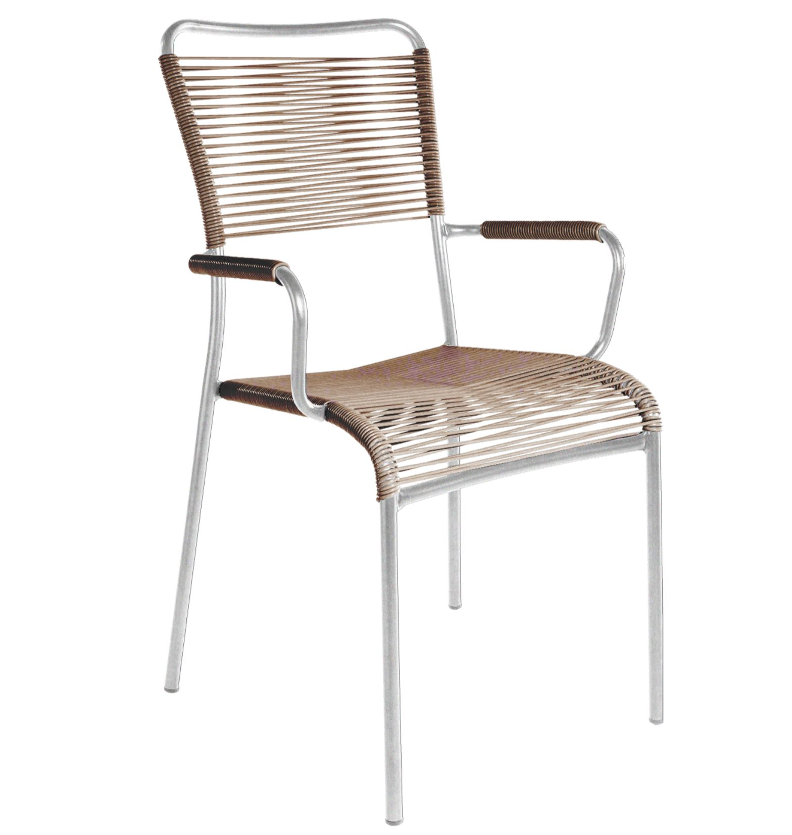 Mendrisio spaghetti chair with armrest Schaffner / colour: brown ...