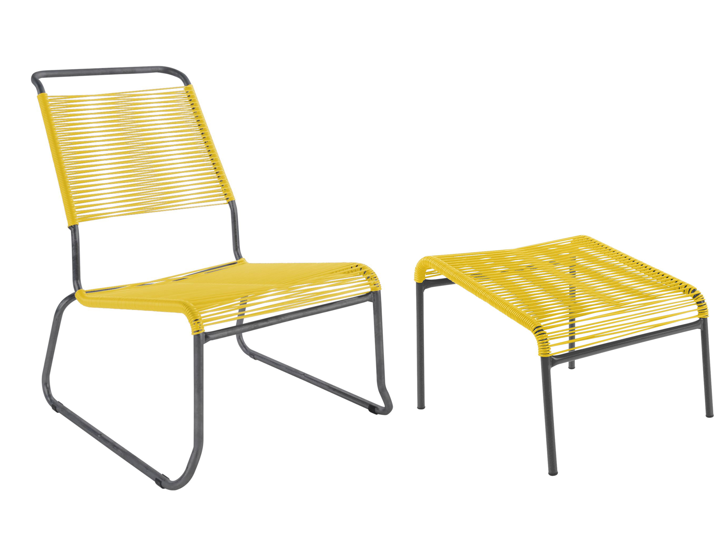Spaghetti skid lounger high-back chair + Säntis stool Schaffner ...