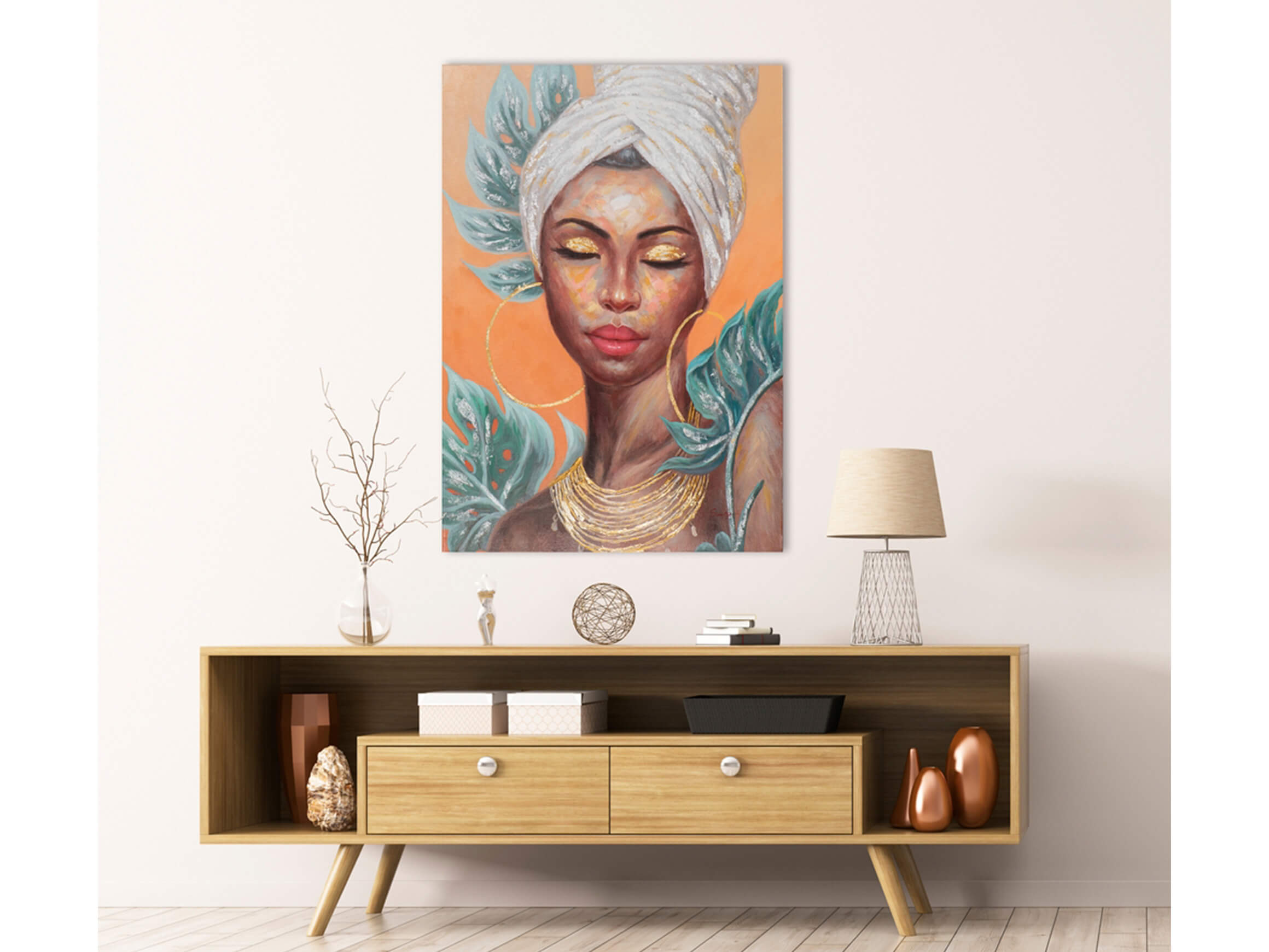 Bild Schönheit mit Weissem Turban image LAND / Grösse: 100 x 70 cm