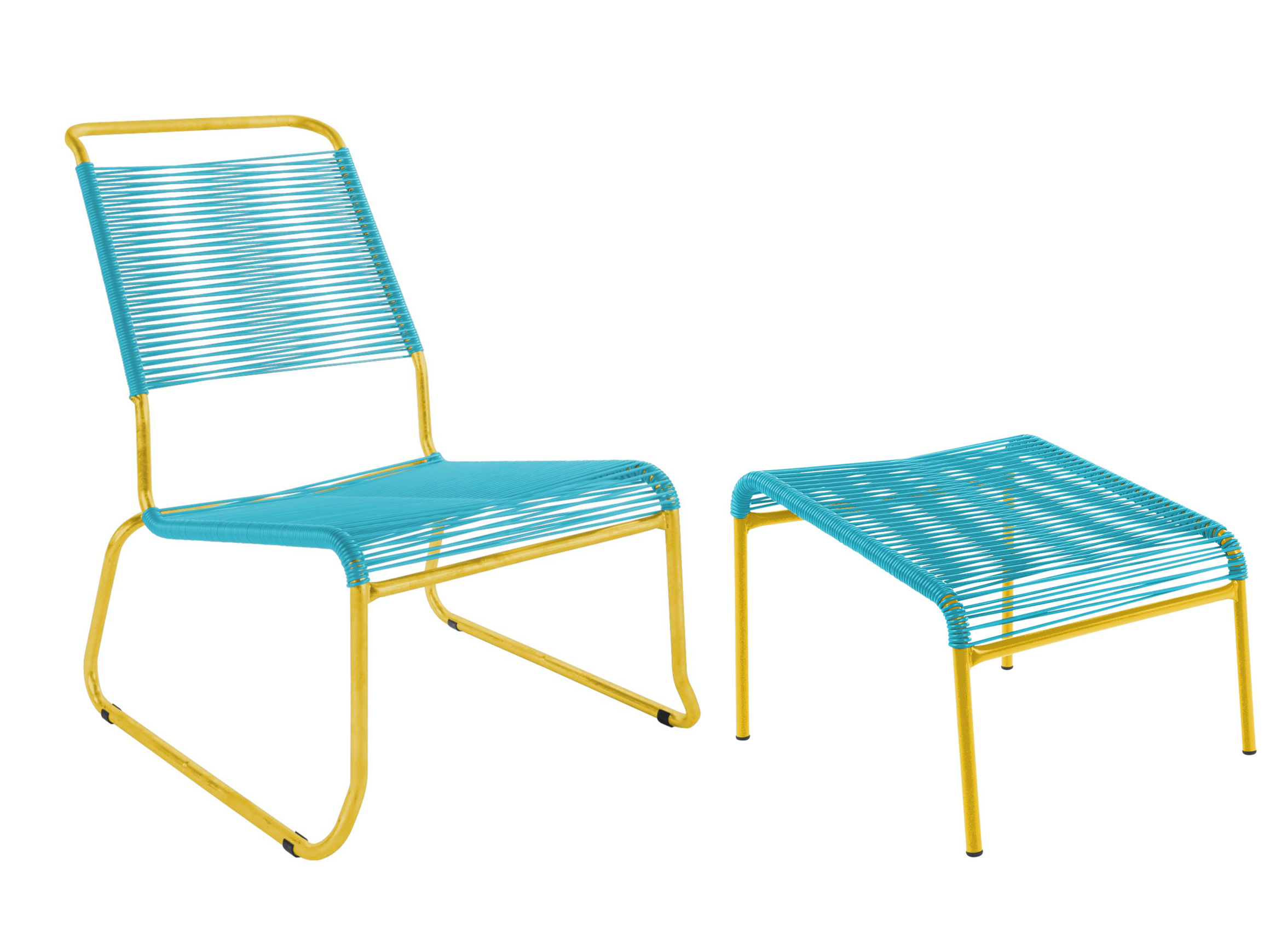 Spaghetti skid lounger high-back chair + Säntis stool Schaffner ...