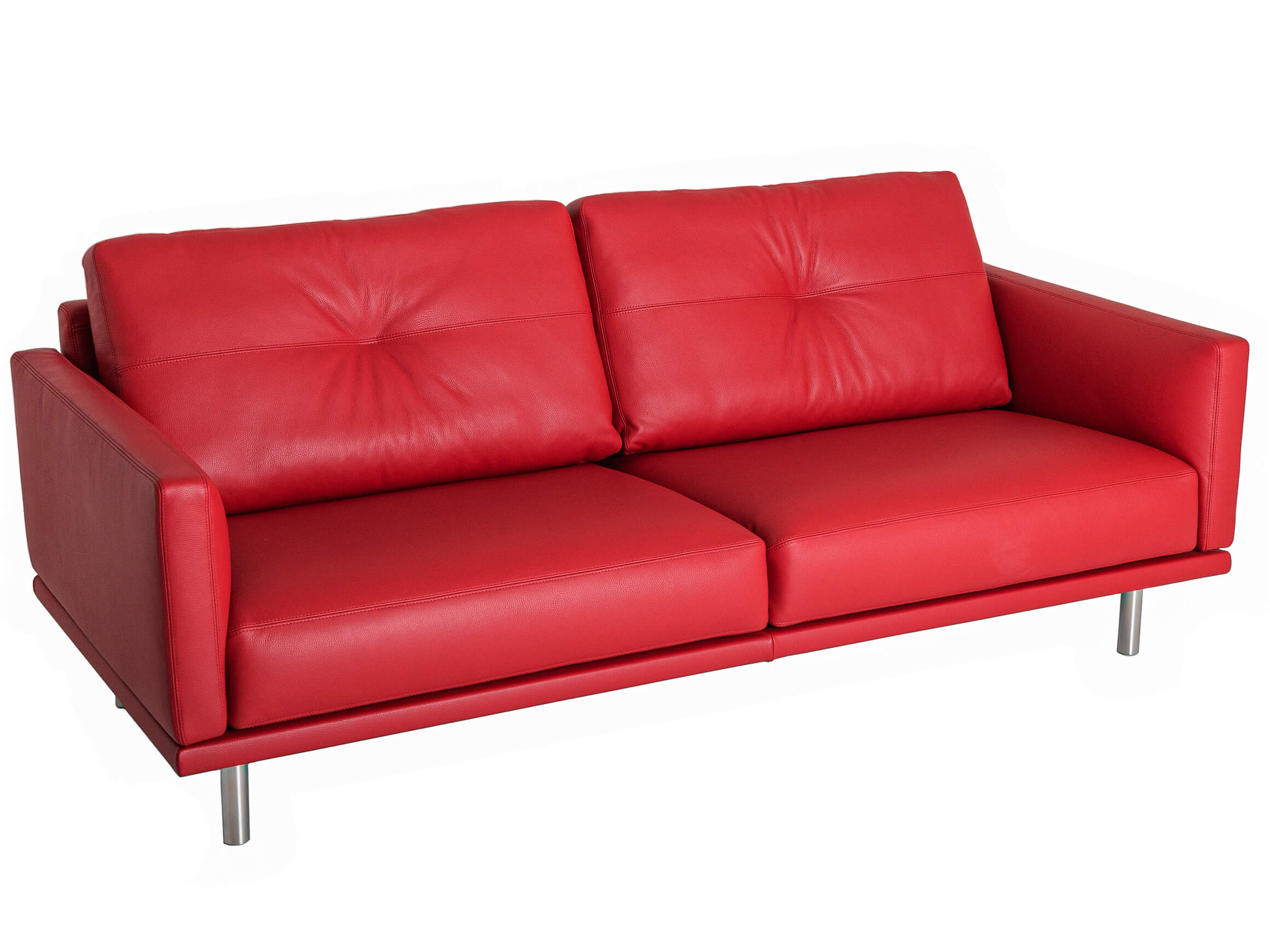 Sofa Moris B: 198 cm Intertime / Farbe: Koralle / Bezugsmaterial: Leder