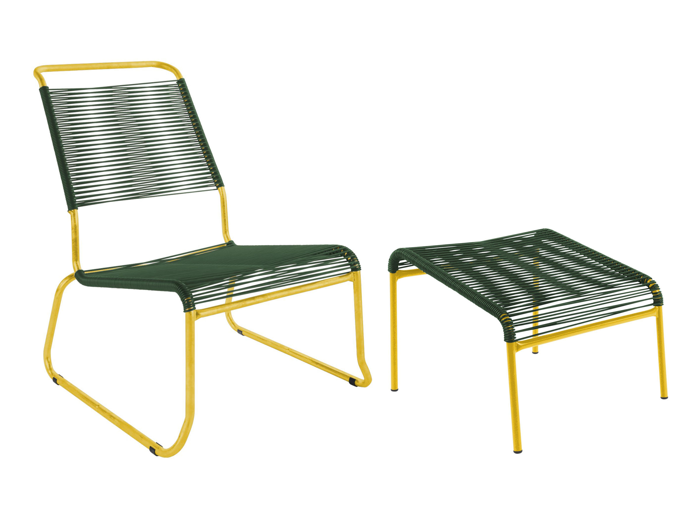 Spaghetti skid lounger high-back chair + Säntis stool Schaffner ...
