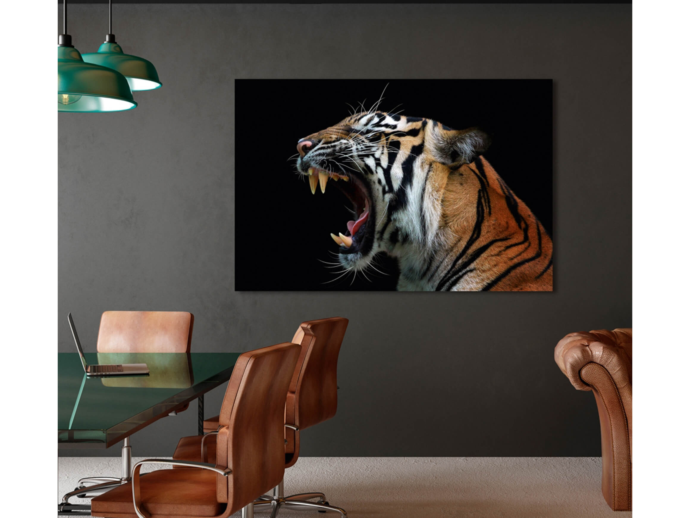 Digitaldruck auf Acrylglas Fauchender Tiger image LAND / Grösse: 120 x ...